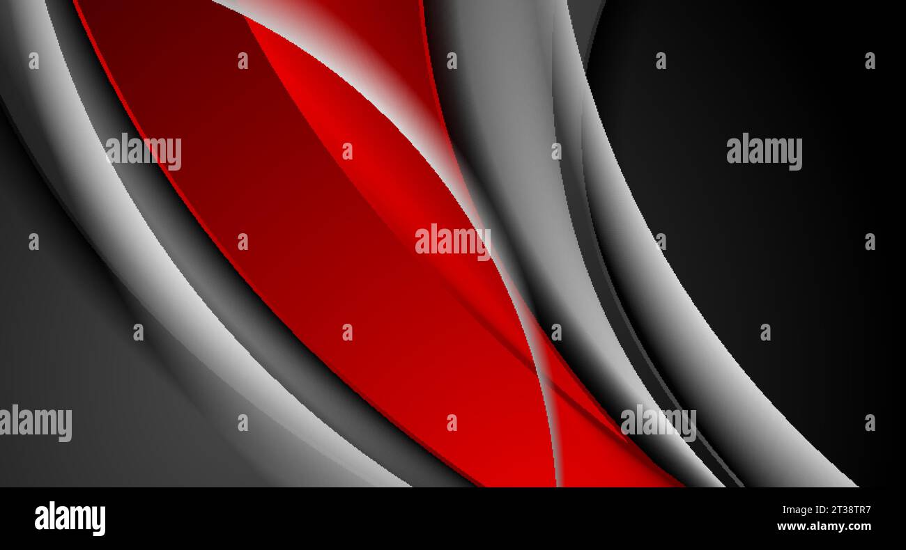 Abstract red black glossy waves hi-tech background. Vector design Stock ...