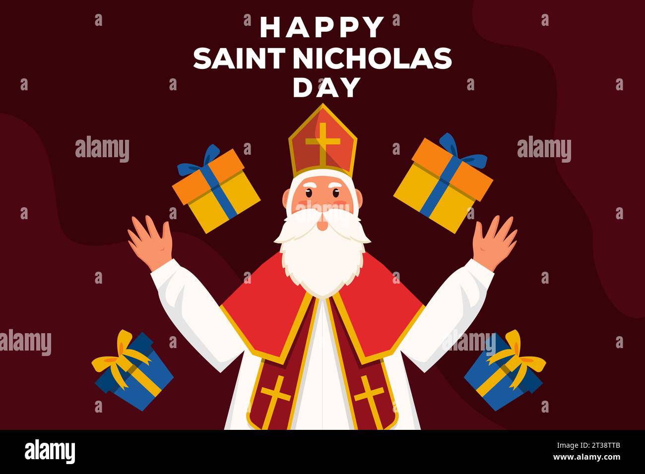 happy saint nicholas day background illustration in flat design style ...