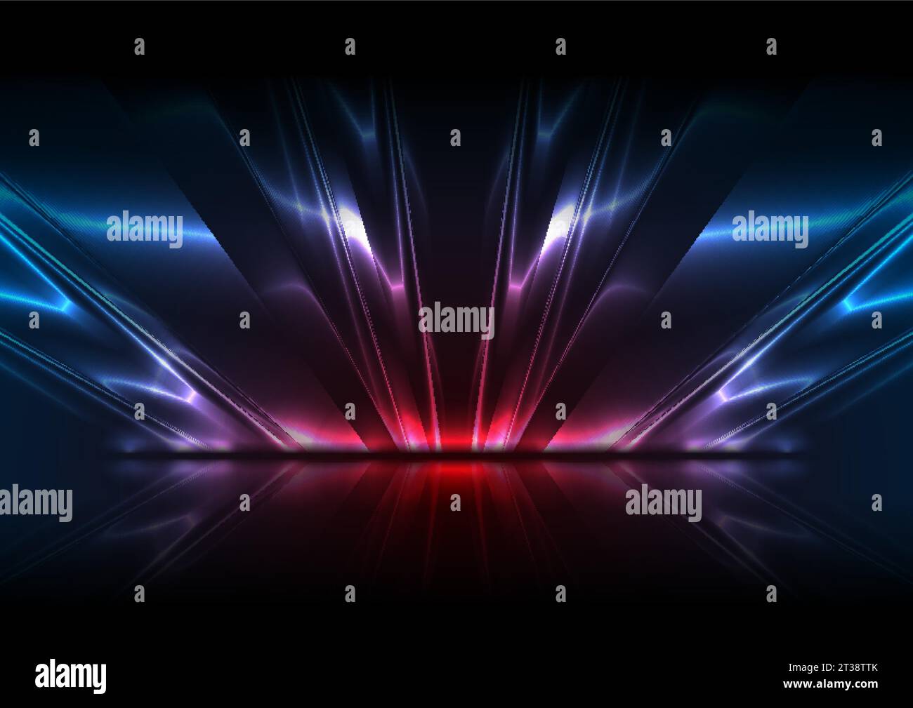 Blue and red neon glossy stripes abstract tech background with ...