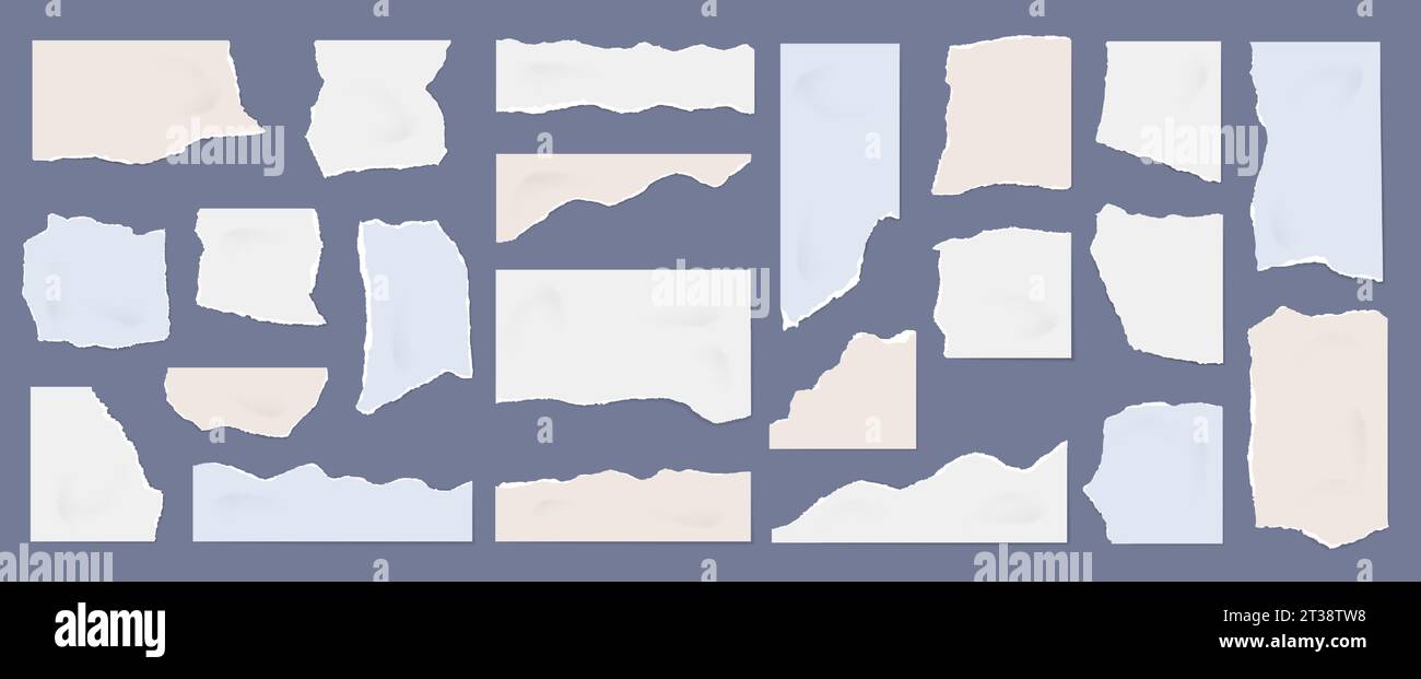 Torn paper sheets. Realistic ripped edge piece of paper, scrap ...