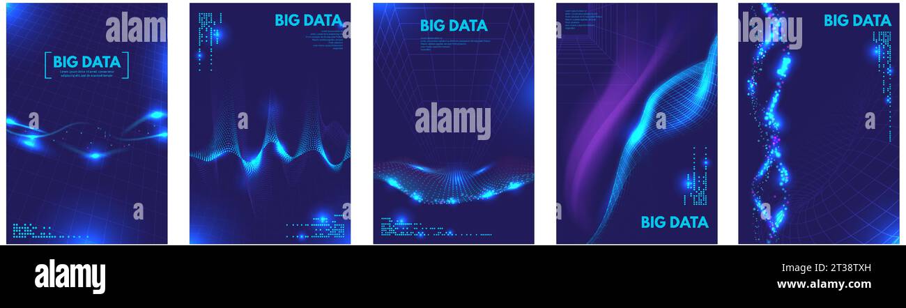 Abstract Data Flow Poster Digital Technology Graph Sound Waves And Dynamic Geometric Tech