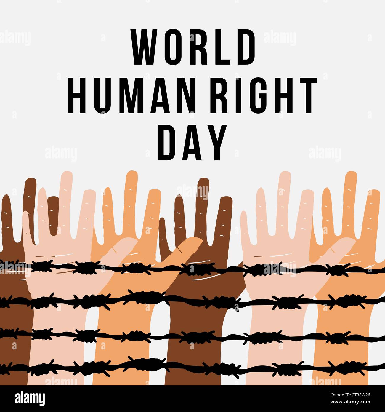 flat world human right day illustration with hands Stock Vector Image ...