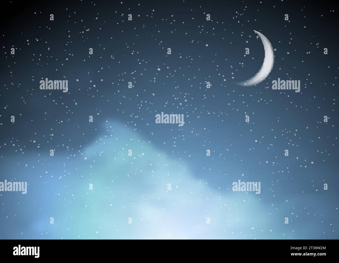 Abstract night blue starry cloudscape background with moon. Graphic ...