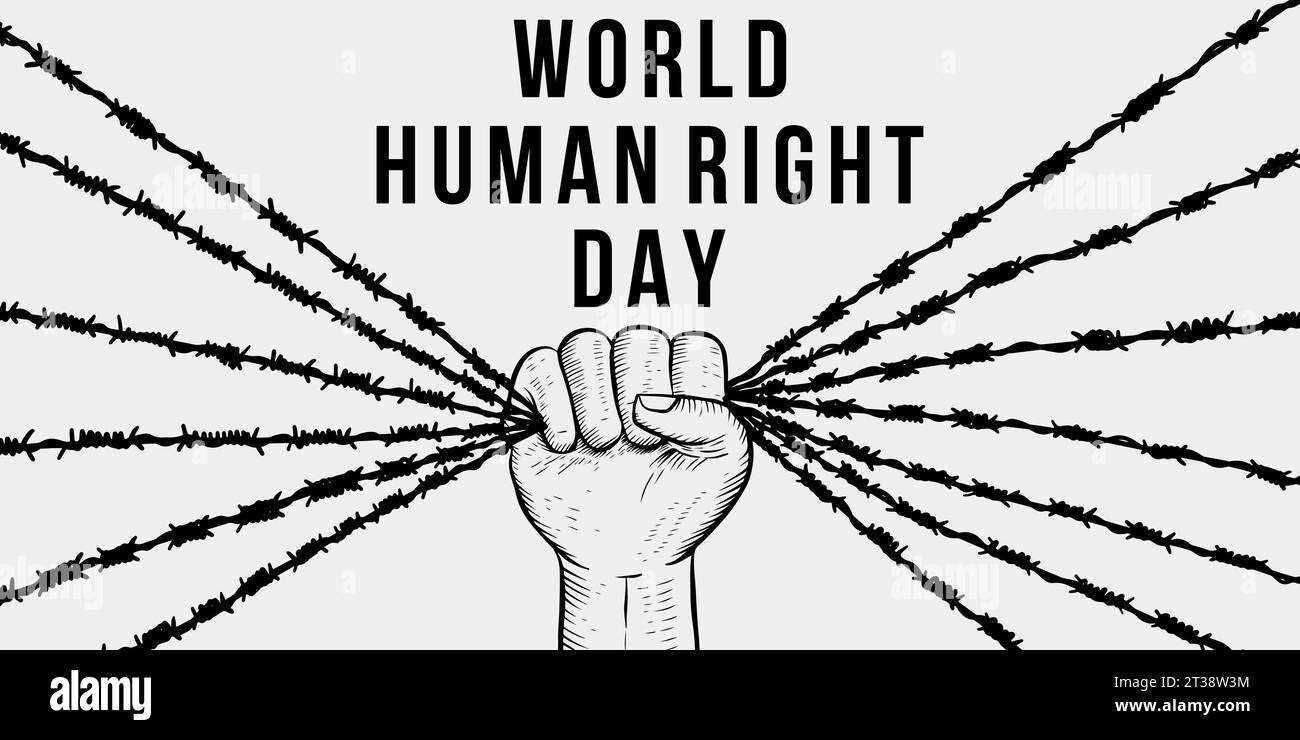 hand drawn world human right day horizontal banner illustration Stock ...