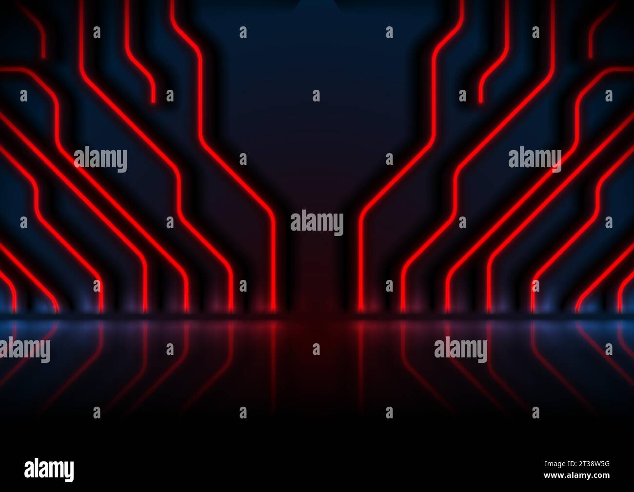 Blue and red neon circuit board technology background. Futuristic ...