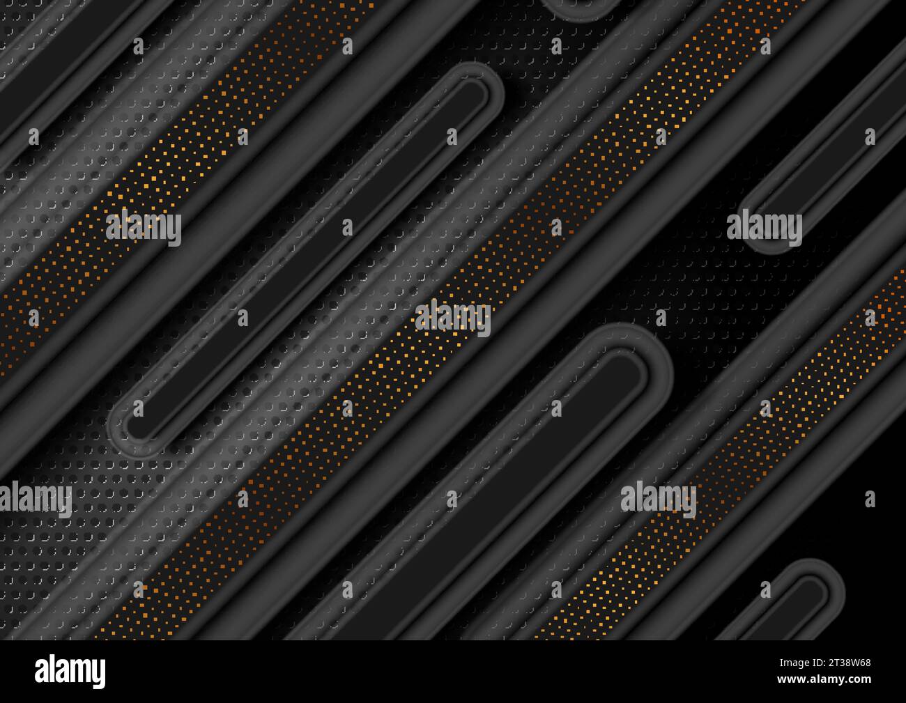 Black tech geometric background with golden dots and dark stripes ...