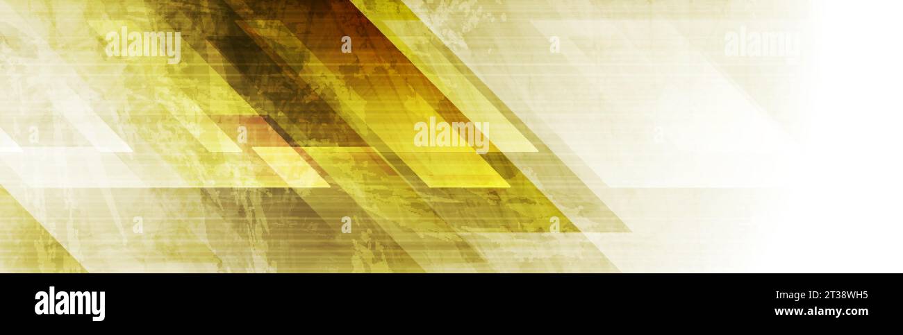 Bright yellow grunge tech geometric abstract background. Vector banner ...