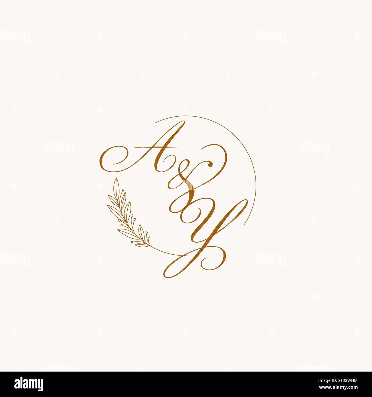 Initials AY wedding monogram logo with leaves and elegant circular lines vector graphic Stock ...