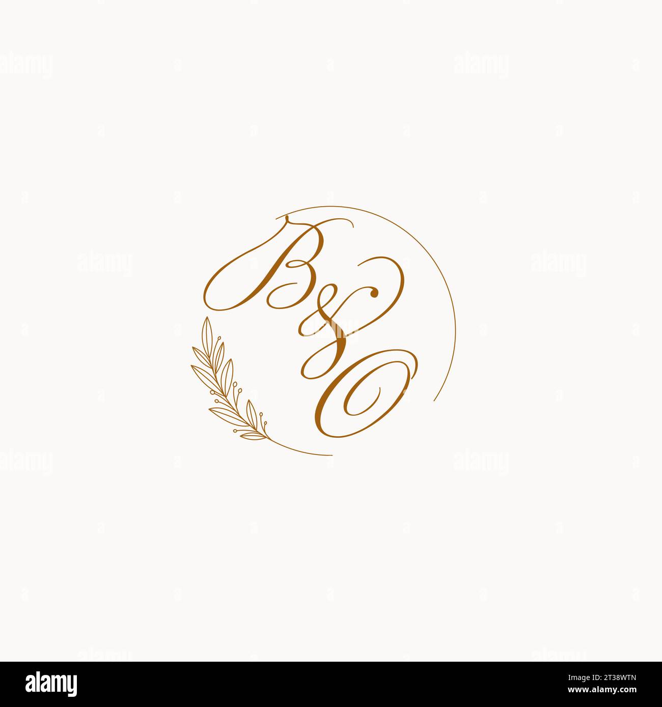 Initials BO wedding monogram logo with leaves and elegant circular lines vector graphic Stock ...