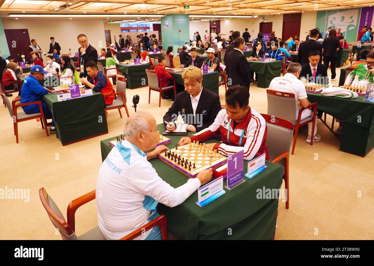 Hangzhou, China. 24th Oct, 2023. General View Chess match at Hangzhou ...