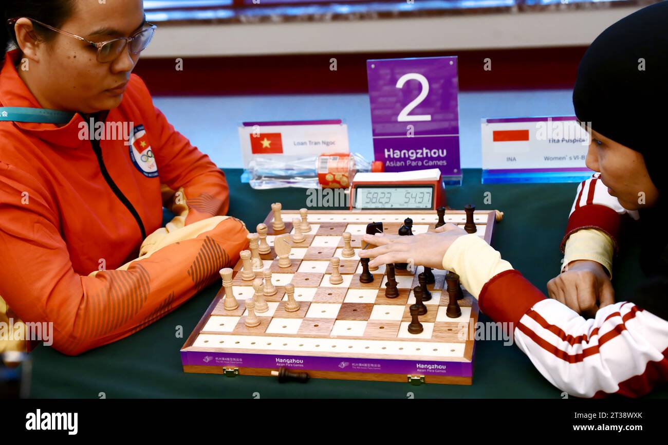 Hangzhou, China. 24th Oct, 2023. General View Chess match at Hangzhou ...