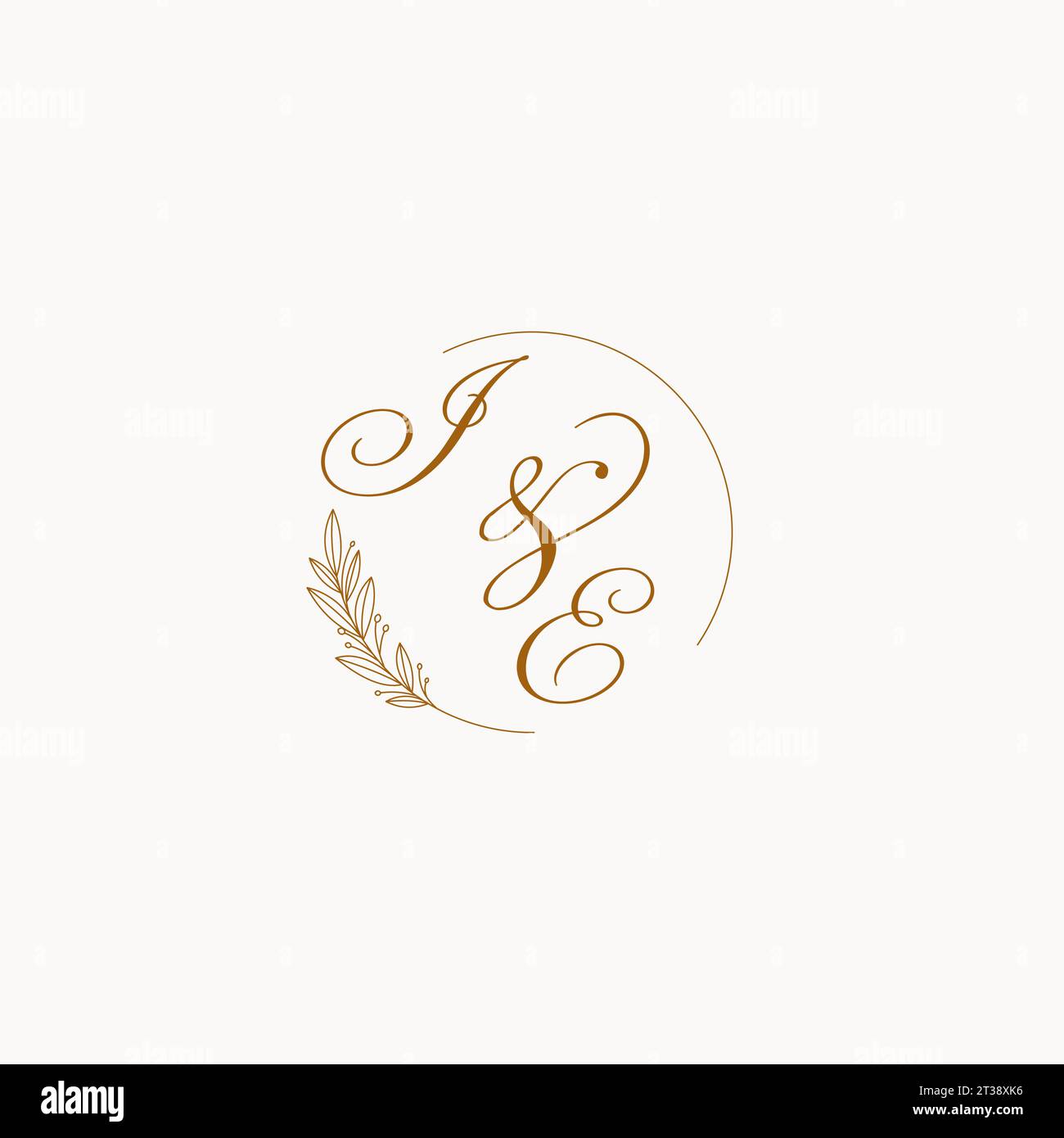 Initials IE wedding monogram logo with leaves and elegant circular lines vector graphic Stock ...