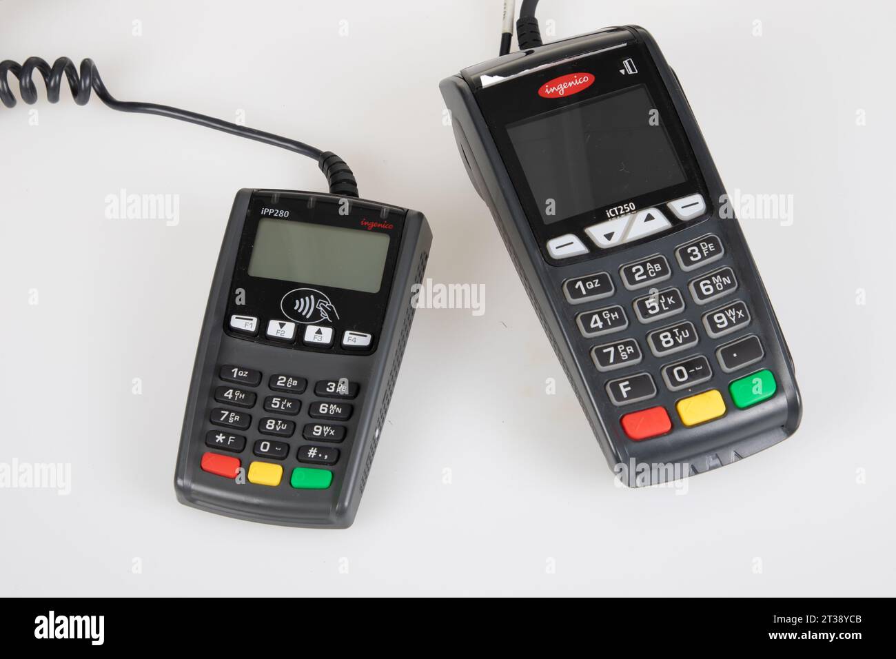 Bordeaux , France - 10 19 2023 : Ingenico iCT250 iPP280 wireless point ...