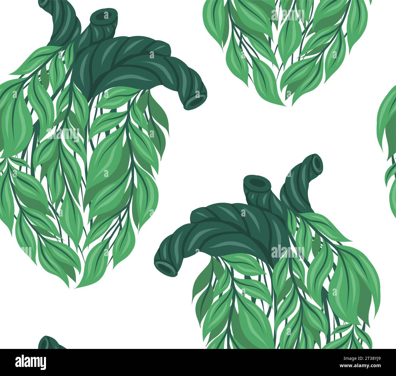 Vector seamless pattern with healthy human hearts made of leaves on ...