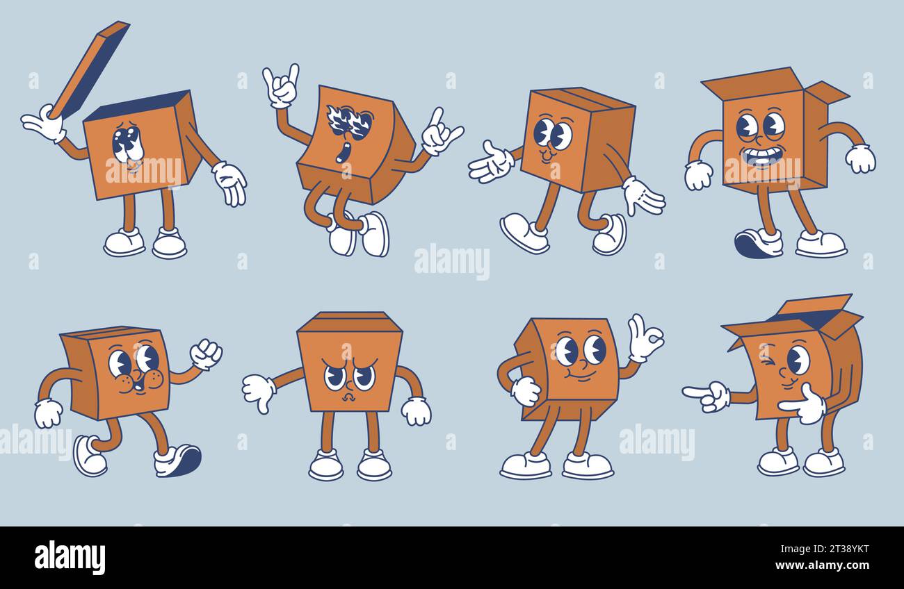 Cartoon cardboard package box mascot. Delivery character, funny boxes ...