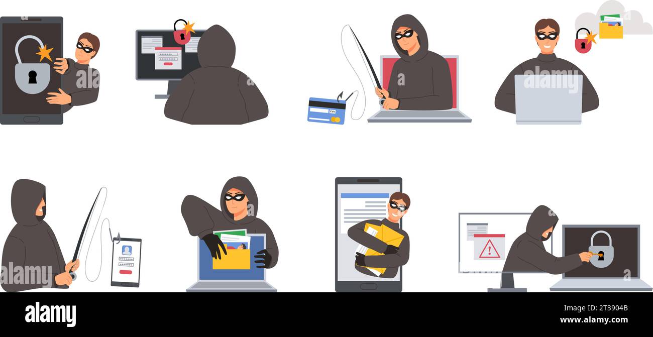 Cartoon hacker character. Cyber threat for internet privacy and ...