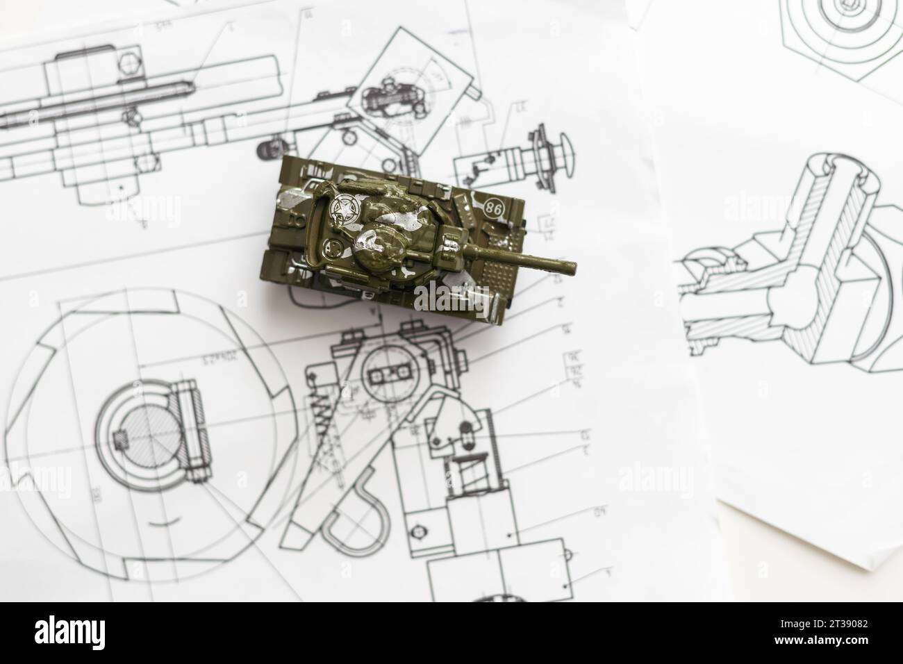 Military machine in the contour lines on graph paper. The contours of ...