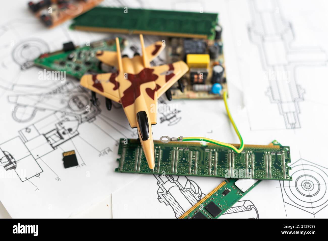 Electronic circuit and tools, real workplace of electronic engineer ...