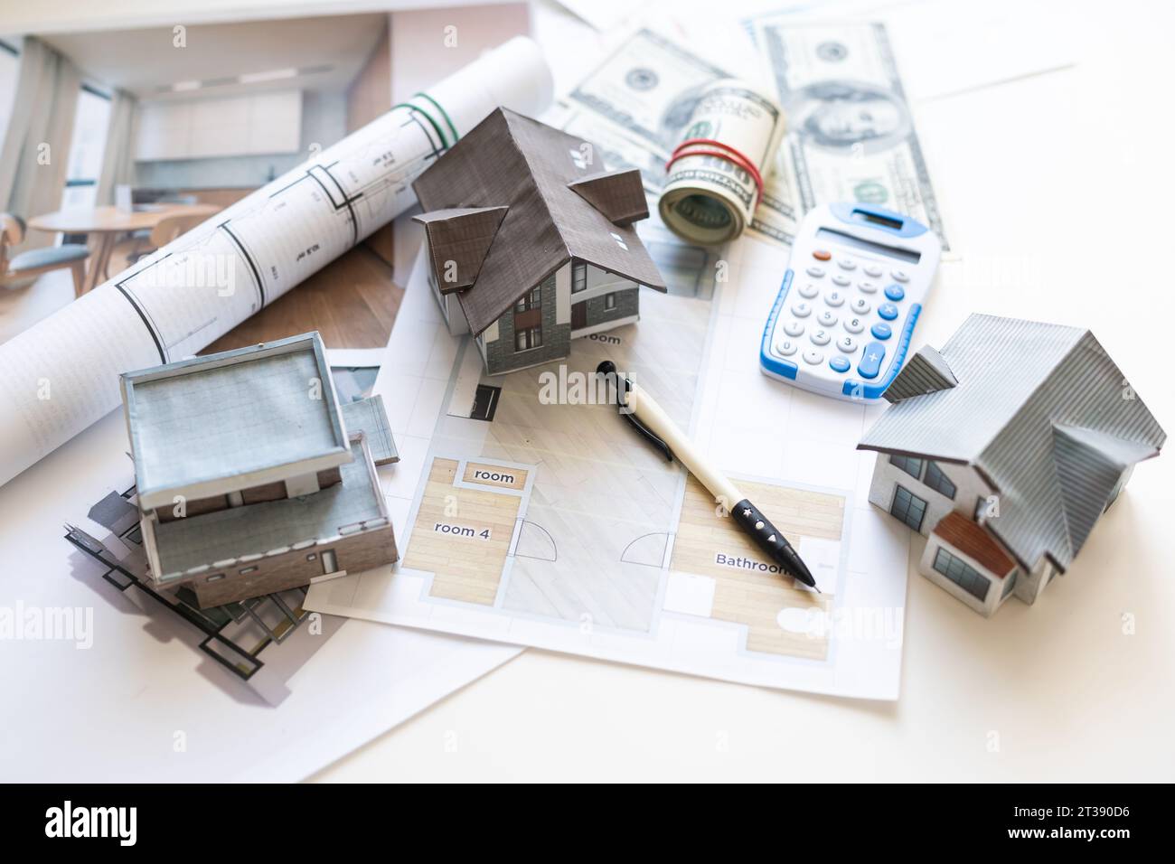 Calculation for house construction, construction drawings Stock Photo ...