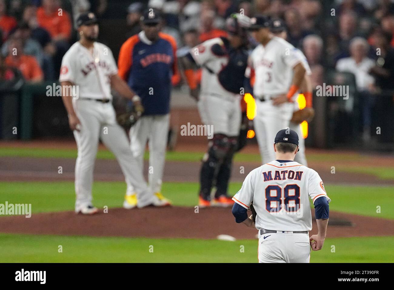 Houston Astros relief pitcher Phil Maton comes into the game during the ...