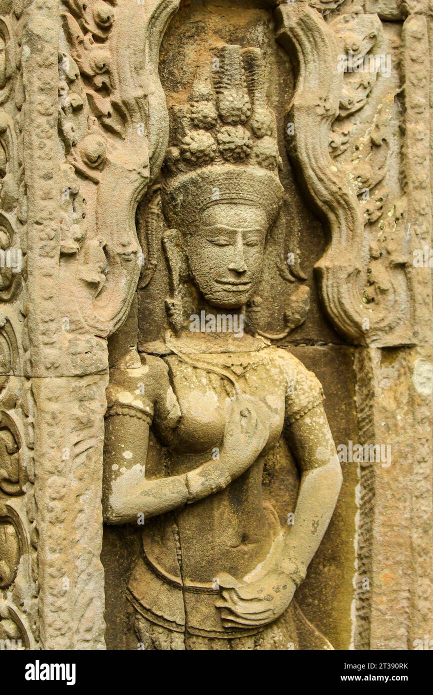 The statue outside of the Ta Prohm Angkor Wat Cambodia. The ancient ...