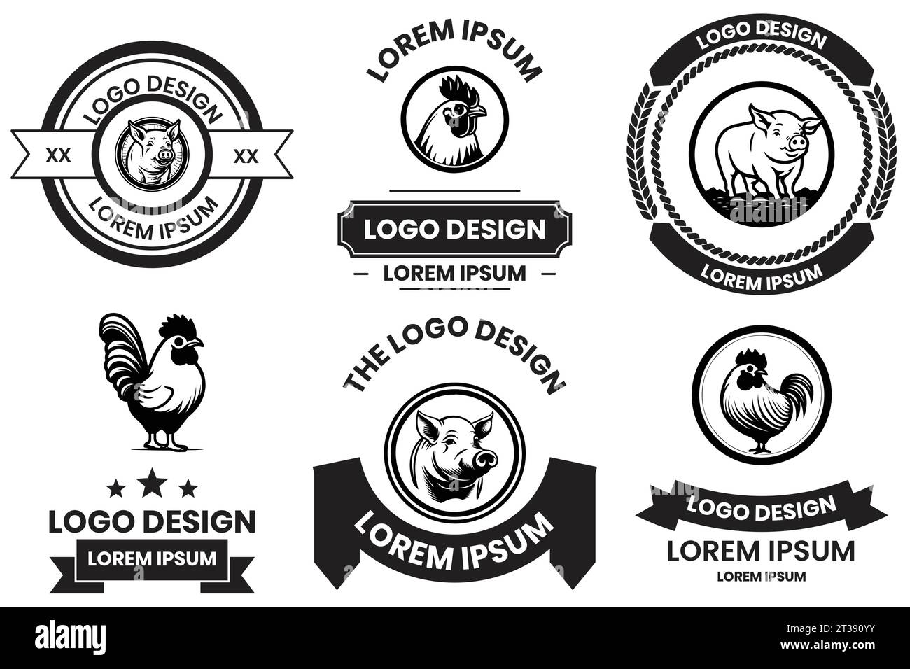 animal logo in flat line art style isolated on background Stock Vector ...