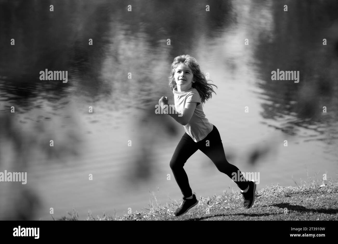 Kids jogging in park outdoor. Healthy sport activity for children ...