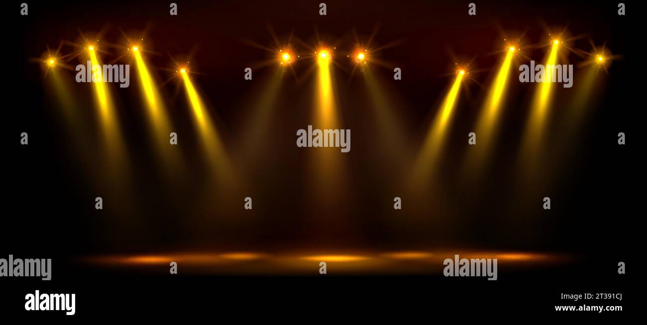 Gold abstract stage with spotlight for party show. Golden luxury award ...