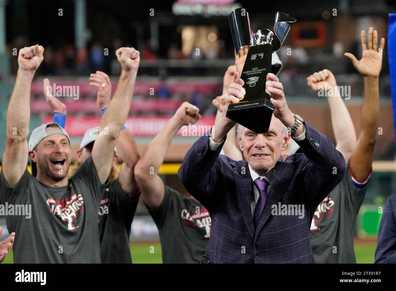 Texas Rangers owner Ray Davis celebrates after Game 7 of the baseball ...