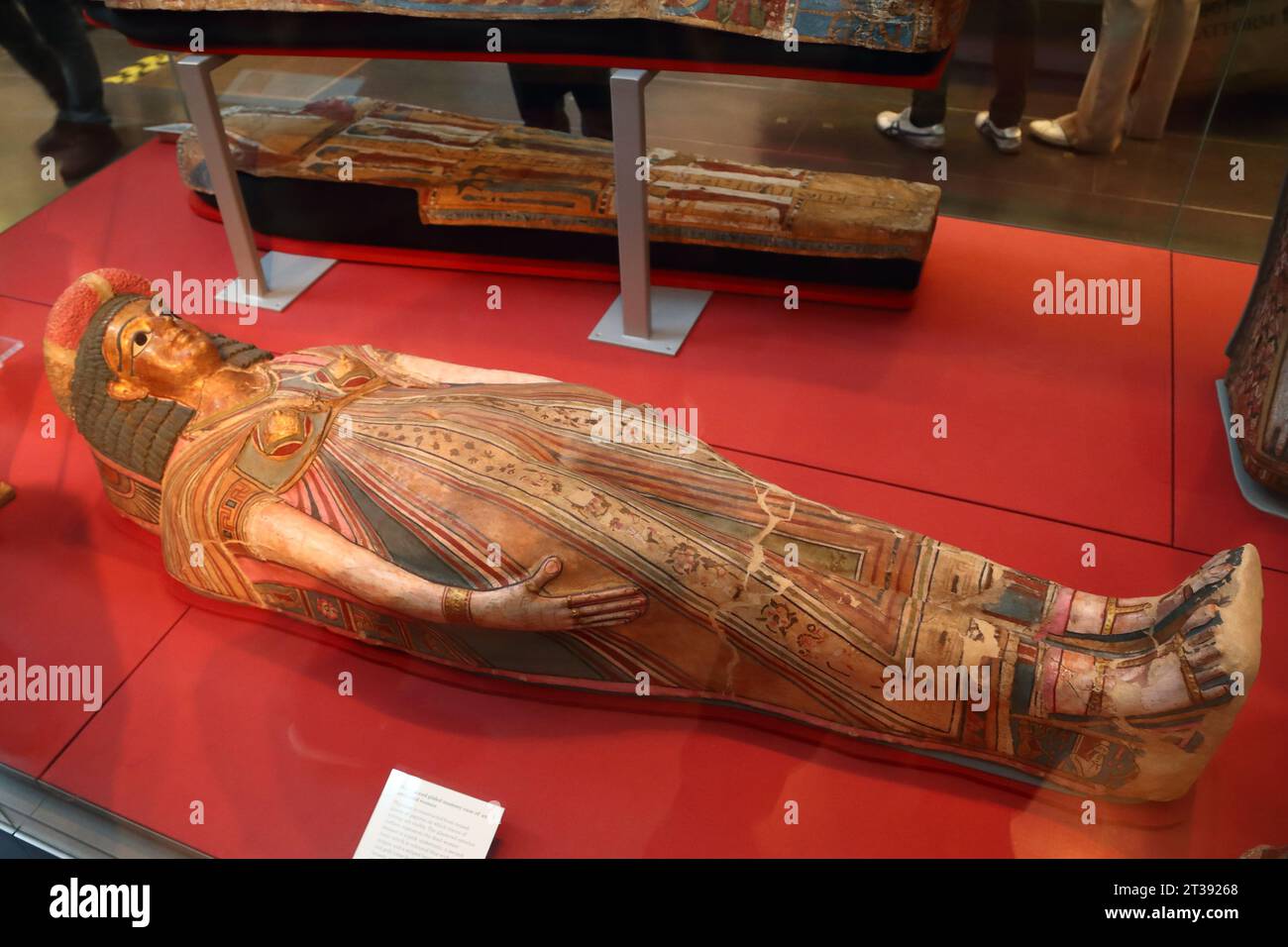 Painted and gilded mummy case of an unnamed woman at the British Museum ...