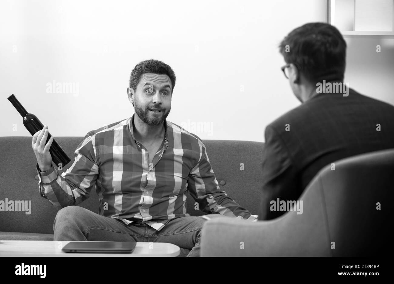 Solving problem, alcohol addiction, angry excited man alcohol abuse ...