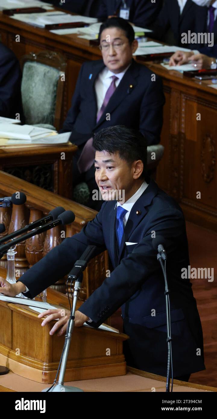 Kenta Izumi, the leader of the Constitutional Democratic Party of Japan ...