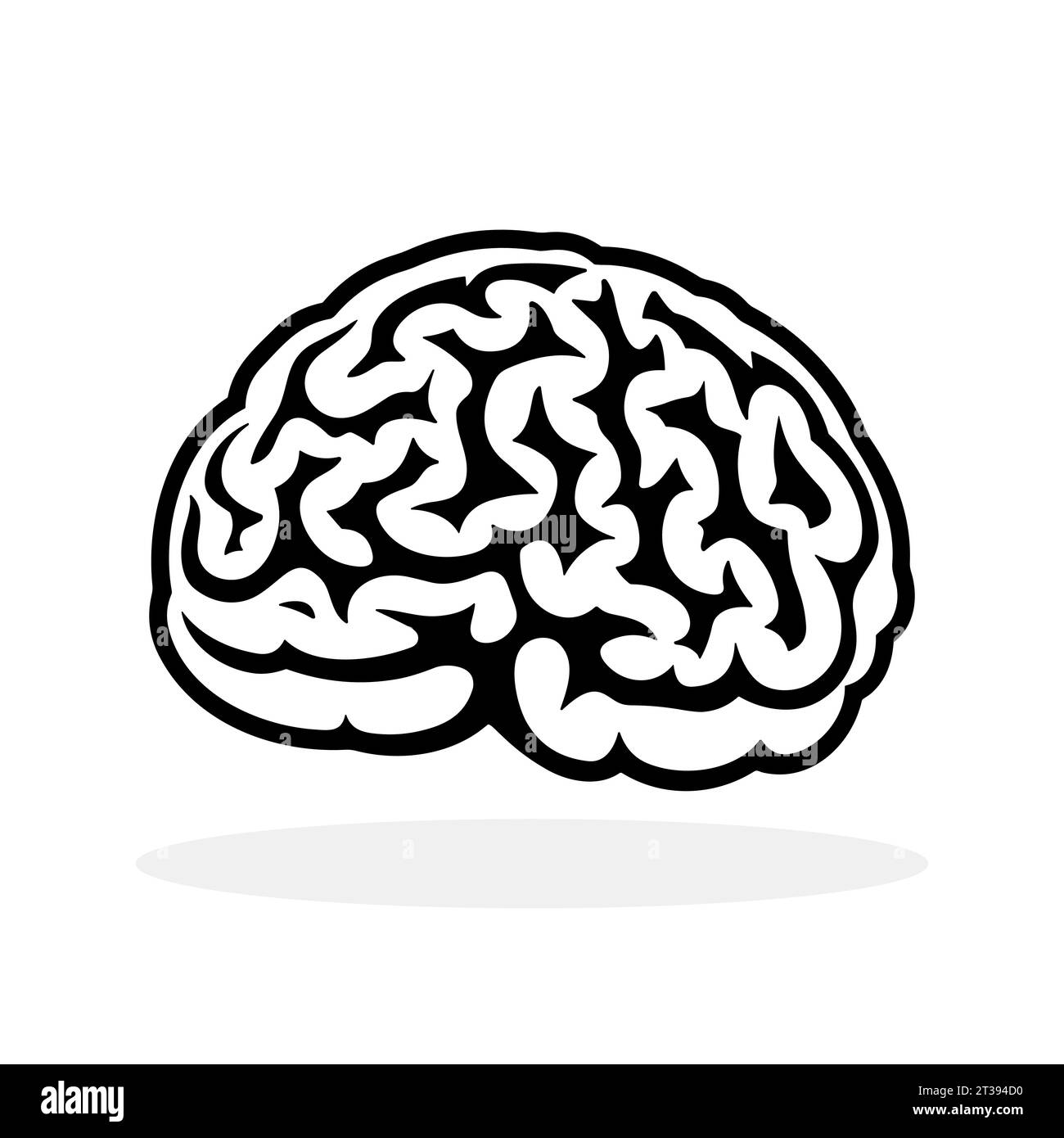 Brain logo icon. Black silhouette of mind symbol. Vector illustration ...