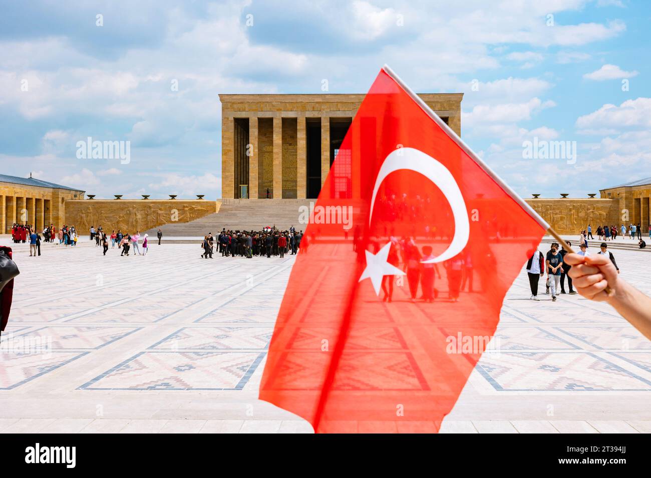 Turkish Flag and Anitkabir or mausoleum of Ataturk. Turkish national ...