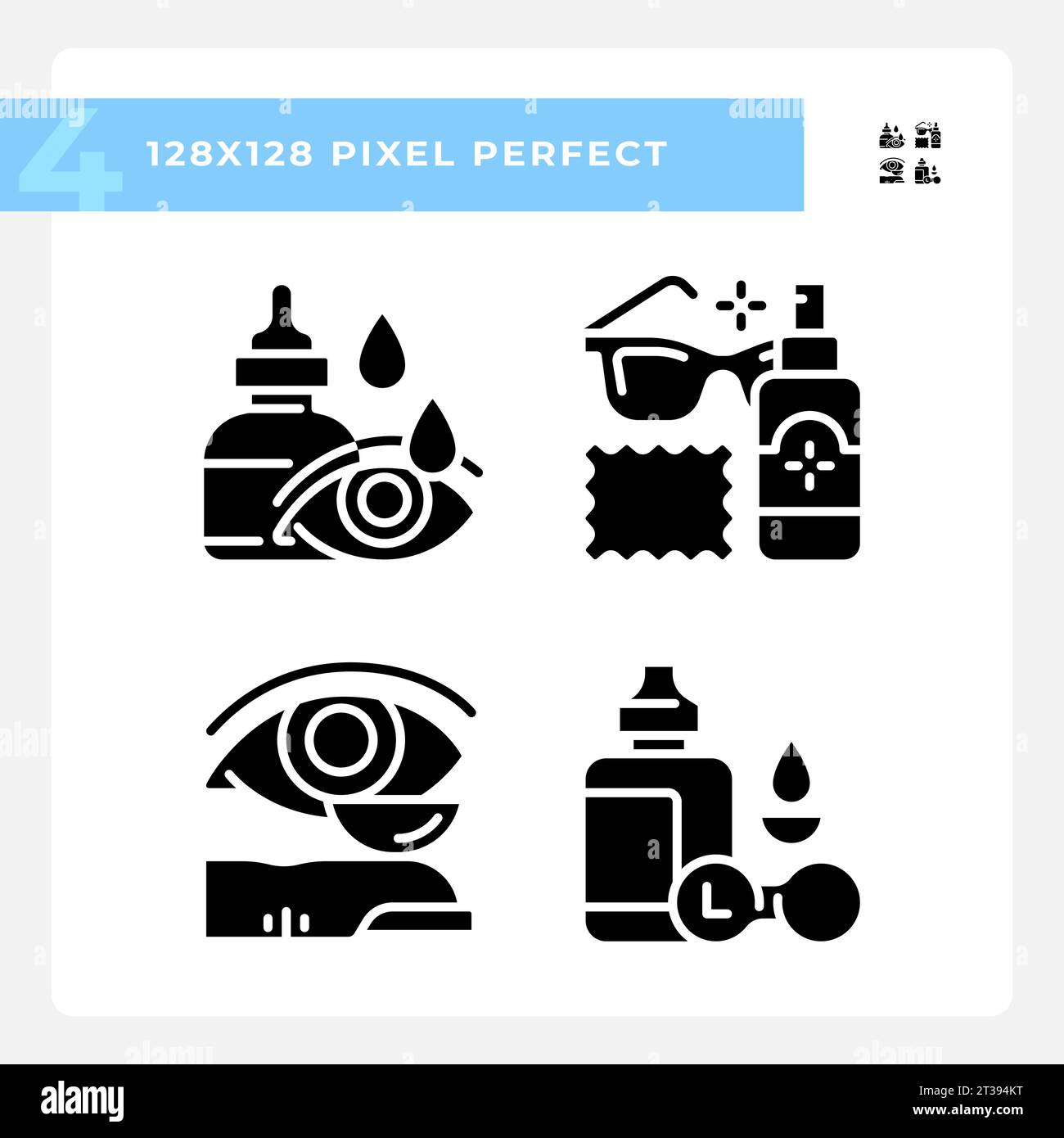 Set of pixel perfect glyph style eye care icons Stock Vector Image ...
