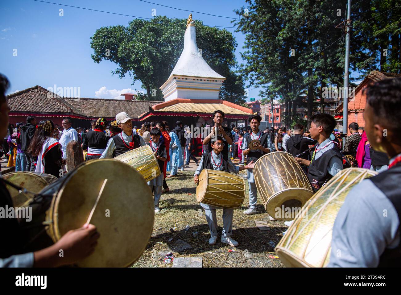 Bhaktapur, Bagmati, Nepal. 24th Oct, 2023. Nepali Hindu devotees plays ...