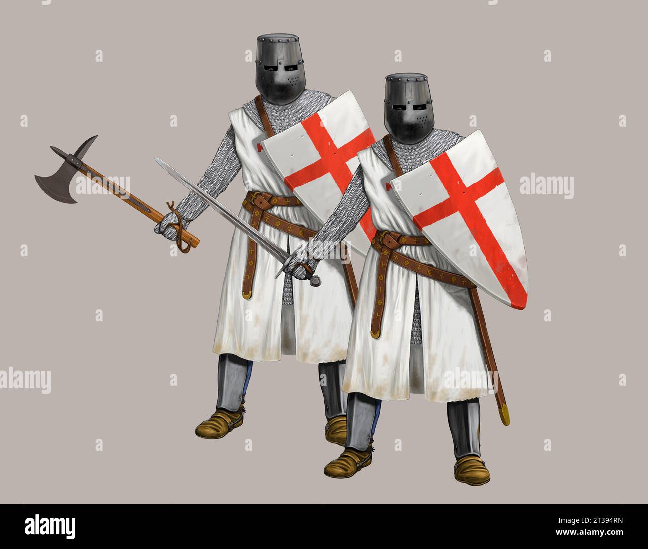 Knights Templar illustration. Medieval knight digital drawing Stock ...