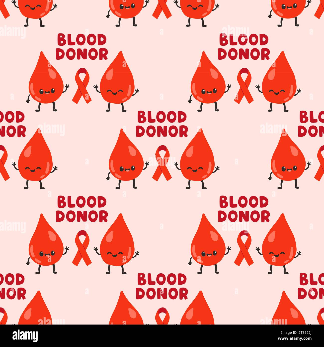 Blood donation seamless pattern with doodle elements. World blood donor ...