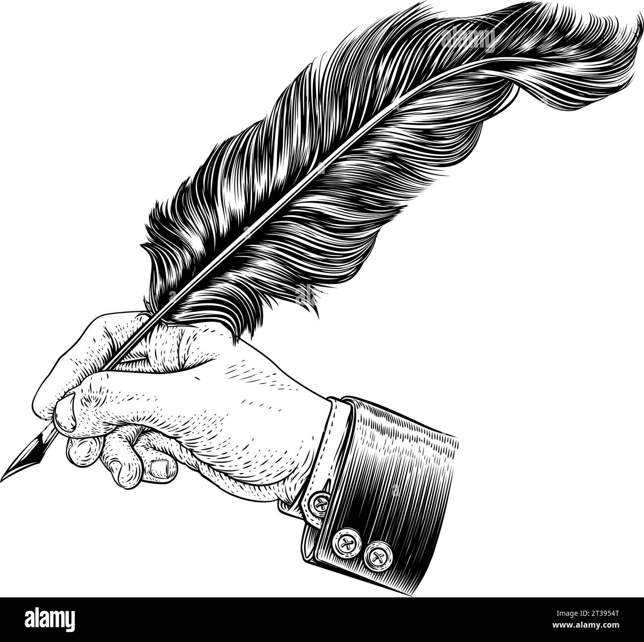 Hand with quill etch hi-res stock photography and images - Alamy
