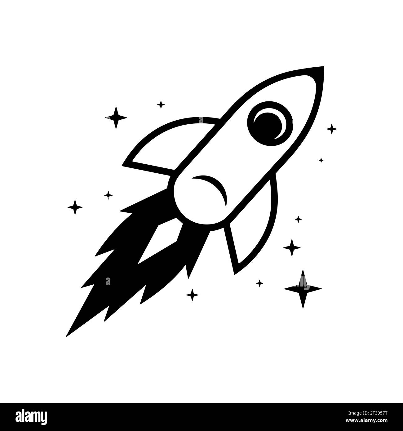 Rocket icon. Black spaceship icon isolated. Rocket launching sign ...