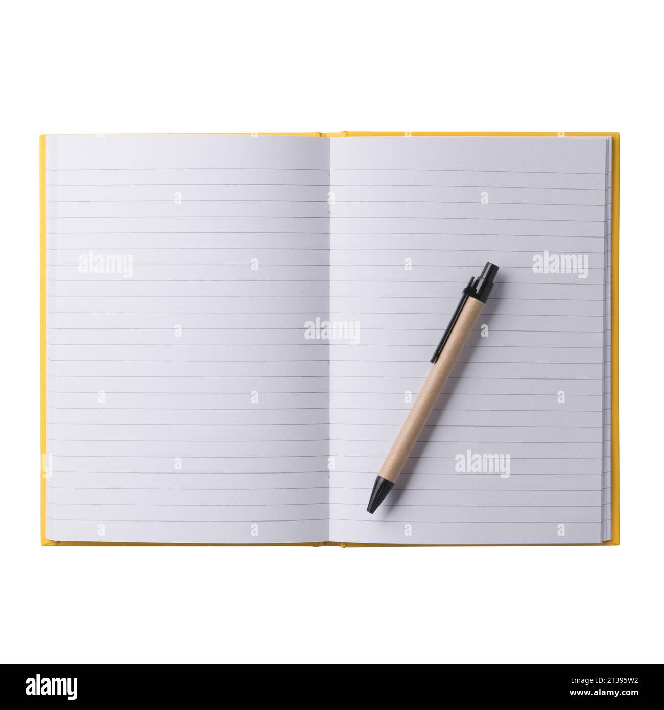 Open paper notebook with pen. Realistic, photography, isolated on white ...