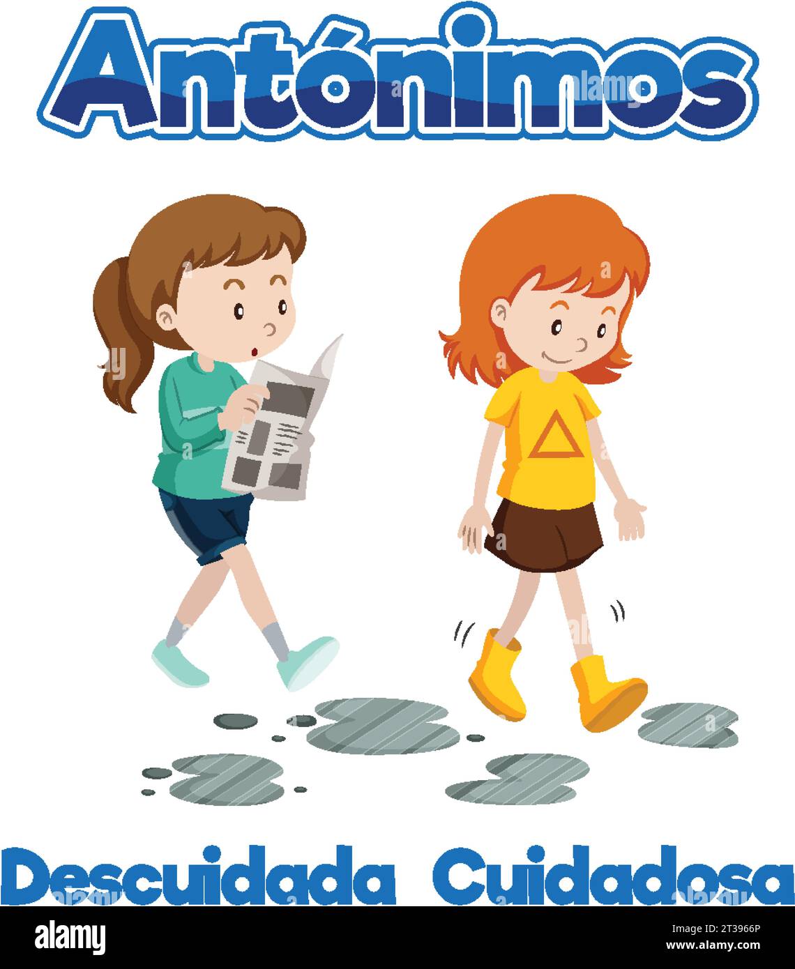 A vector cartoon illustration depicting the contrasting words ...