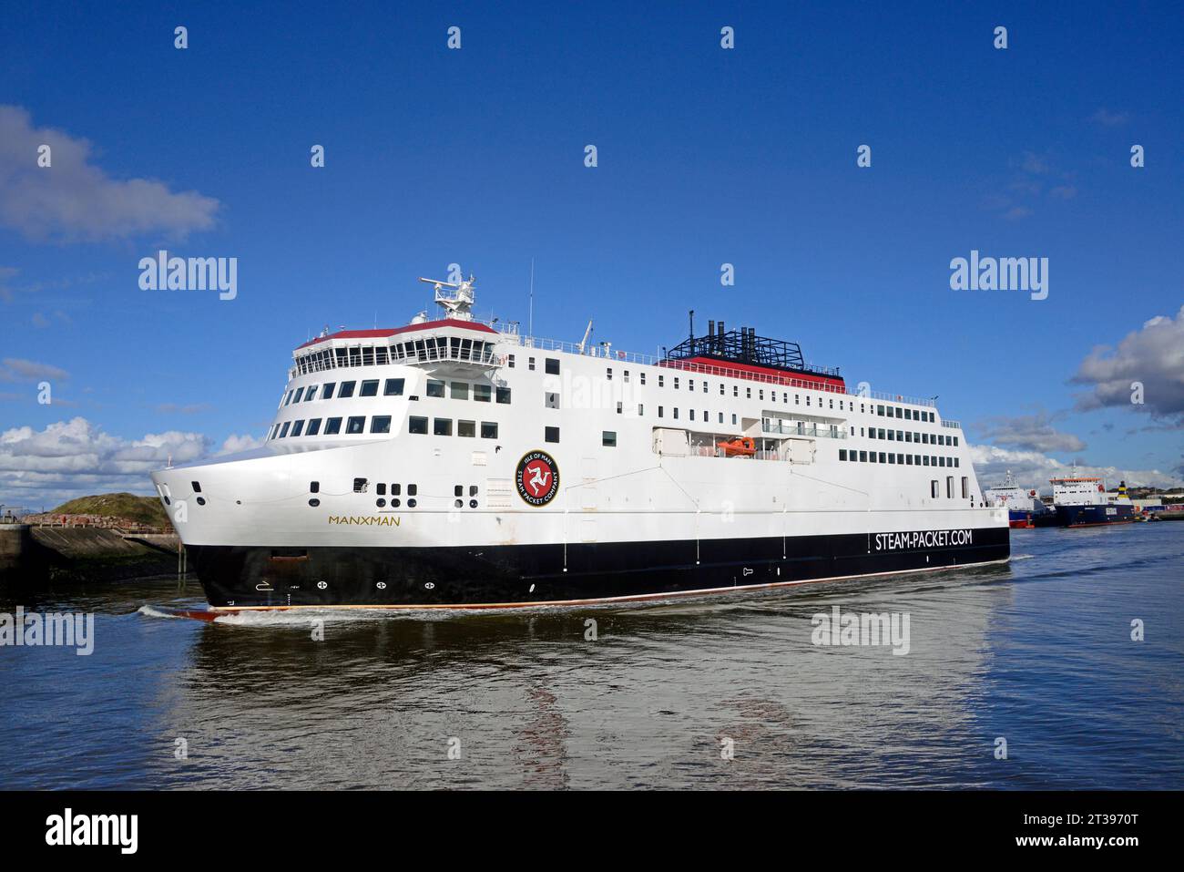 The IOMSPC ferry MANXMAN departing from Heysham Harbour in Lancashire ...