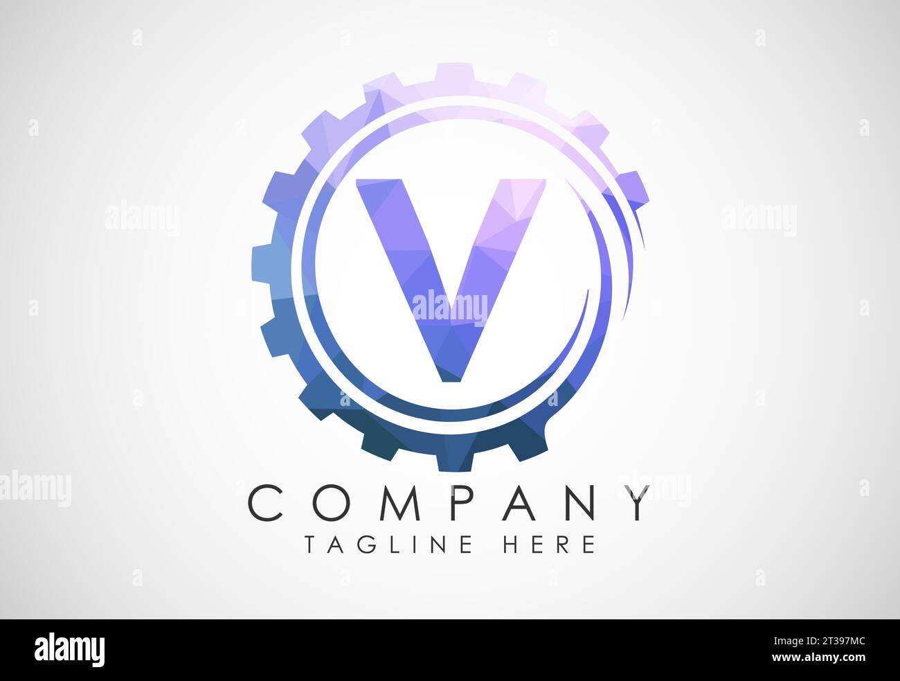 Low poly alphabet in a gear spiral. Gear engineer logo design ...