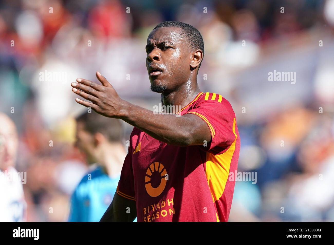 Evan Ndicka of AS Roma gestures during the Serie A Tim match between AS ...