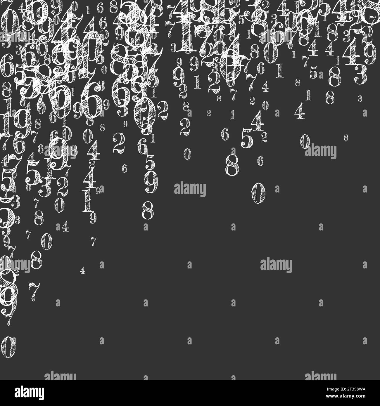 Concept of school background. White chalk numbers and digits falling ...
