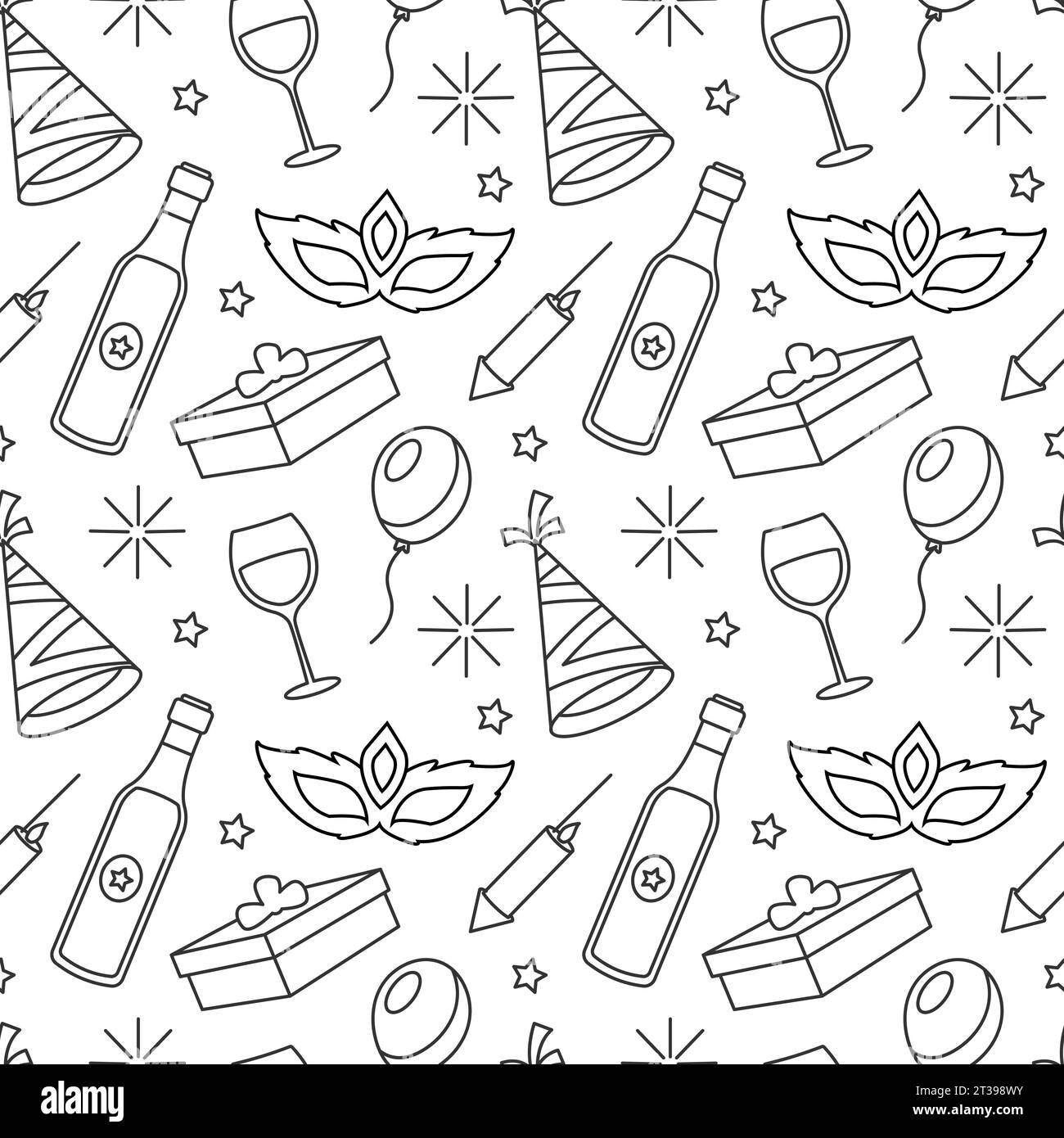 Happy New Year 2024 Seamless Pattern Illustration with Elements ...