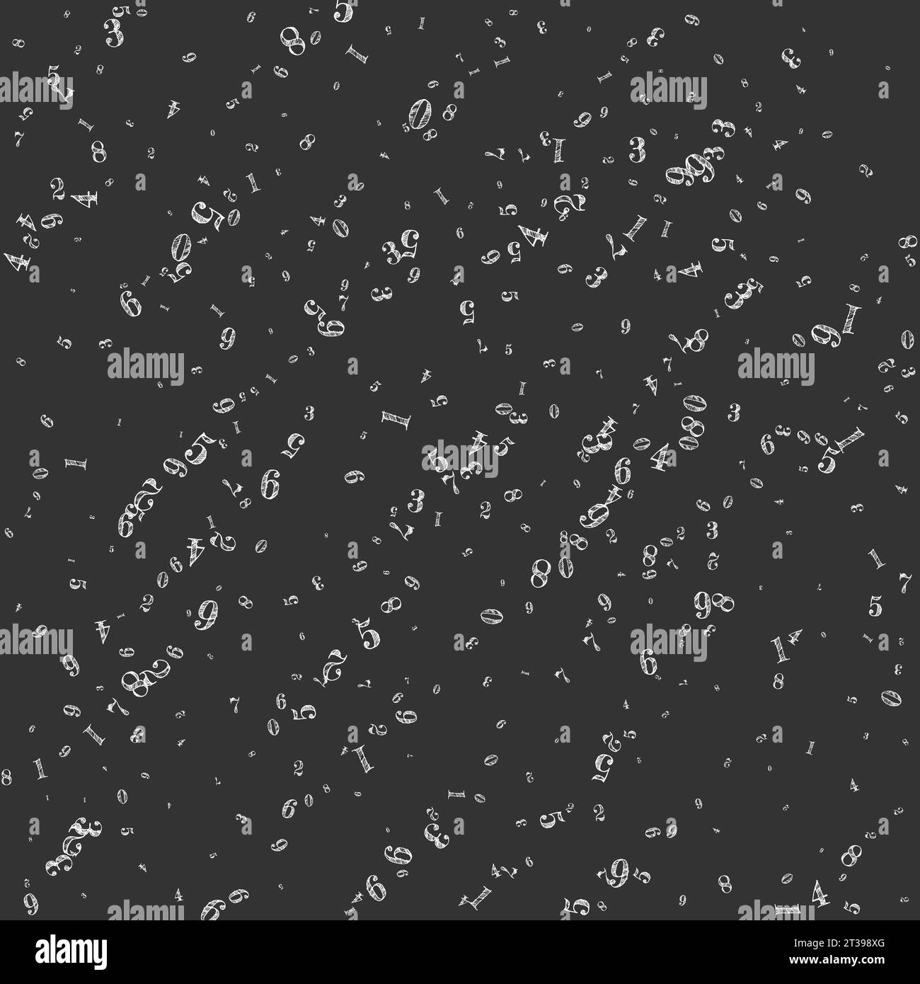 School math notebook cover. White chalk numbers floating in the air ...