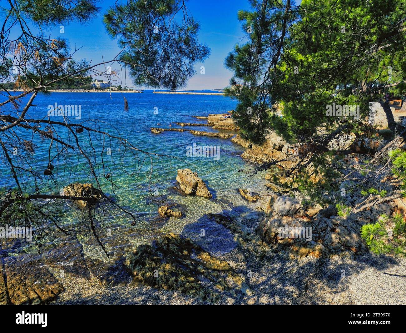 Beatiful Beach in Porec, Croatia (Blue sky Stock Photo - Alamy