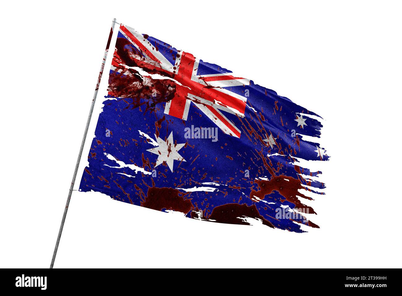 Australia torn flag on transparent background with blood stains Stock ...
